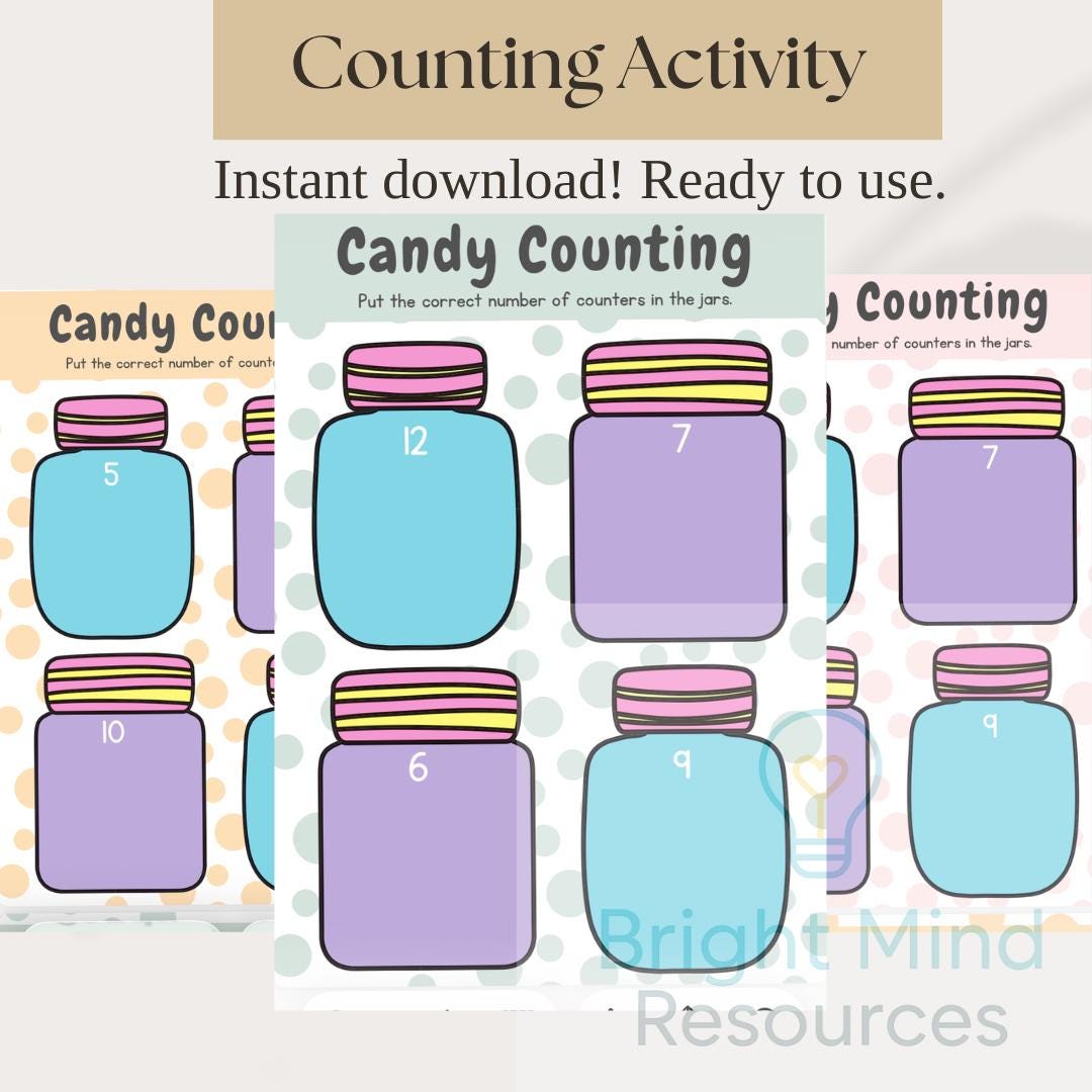 Candy Counting Jars – Printable Number Recognition Game (digital ...