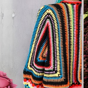 Hand Crocheted Multi-color Blooming Bomber Jacket/cardigan - Etsy