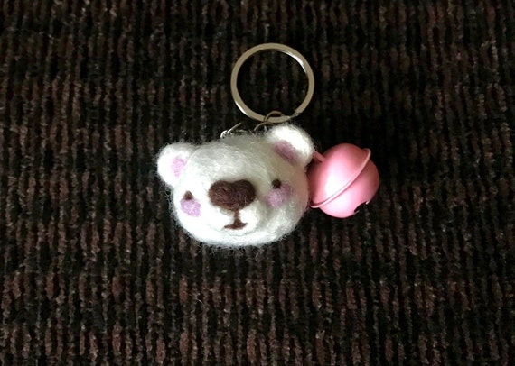 Custom keychain White bear keychain Animal head keychain | Etsy