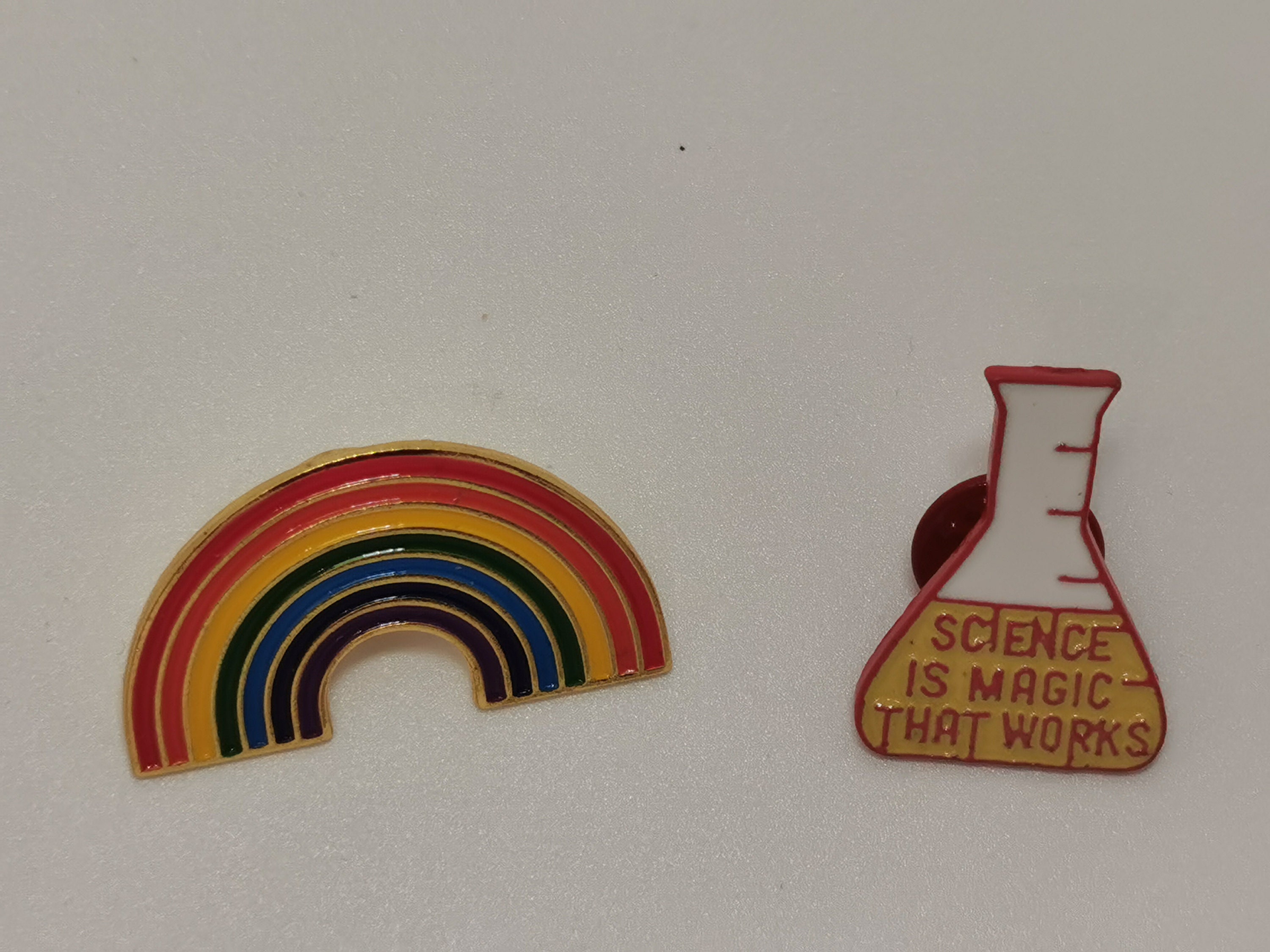 Science is Magic That Works, Beaker and Rainbow Enamel Pins. Set of 2 ...