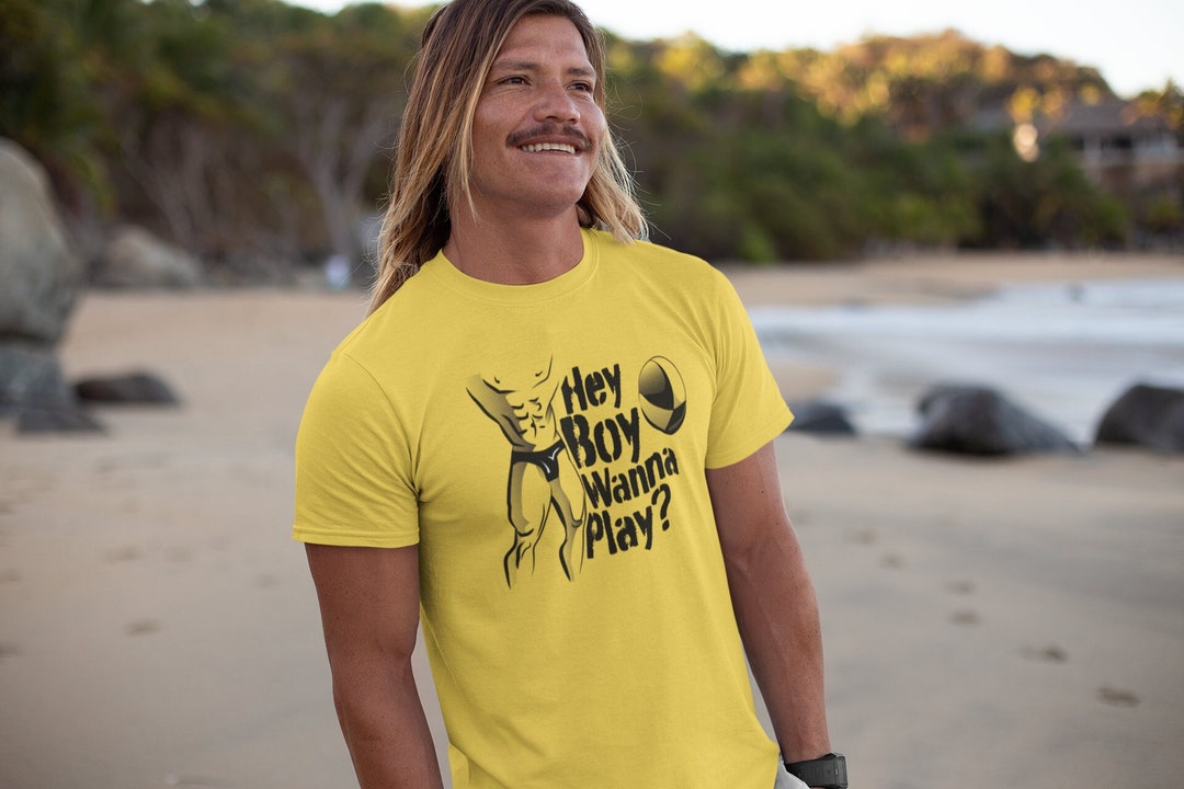 Men's LGBTQ Hey Boy Wanna Play Novelty Flirty, Suggestive Softstyle T ...
