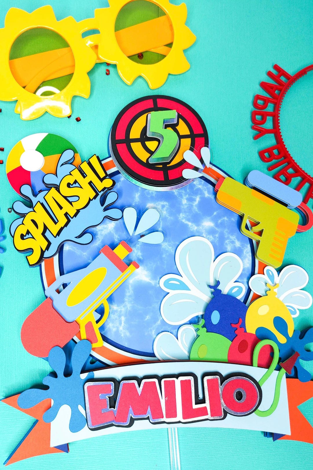 Water Gun Cake Topper/ Summer Cake Topper/ Pool Party Cake Topper ...