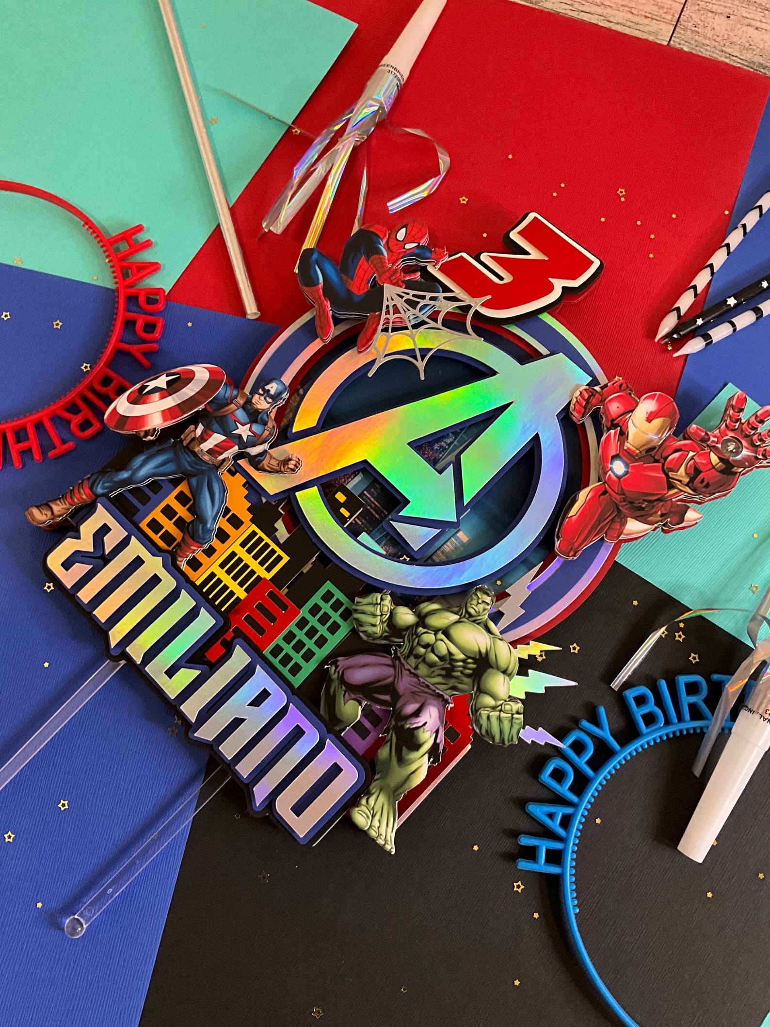 Superhero Cake Topper/web Cake Topper/avengers Cake Topper/comic Cake ...