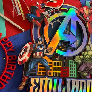 Superhero Cake Topper/web Cake Topper/avengers Cake Topper/comic Cake ...