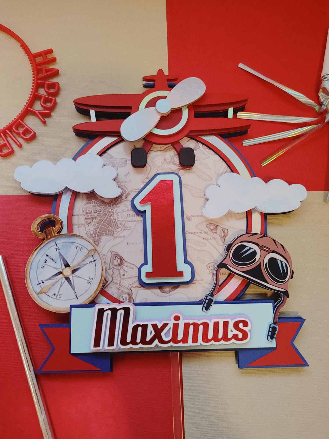 3D Aviator Cake Topper: Unique Birthday Decoration - Etsy