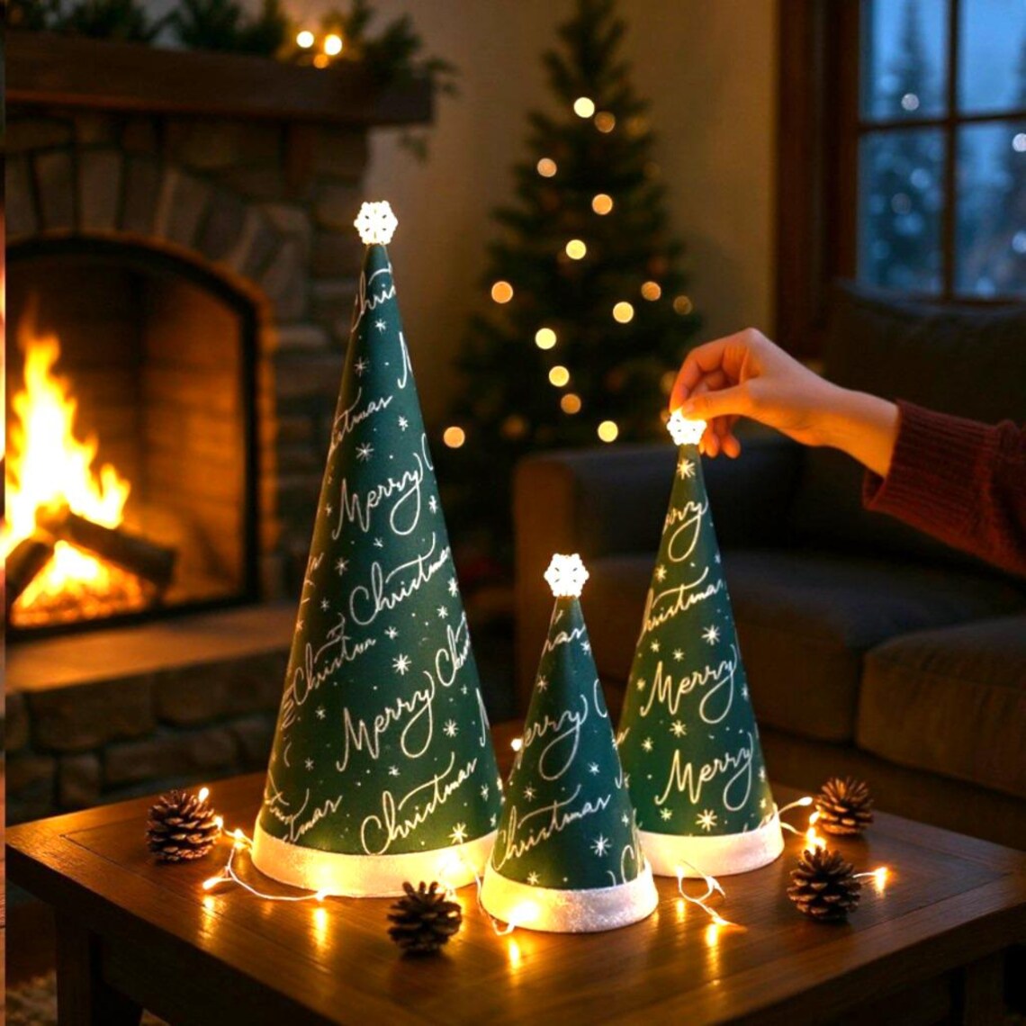 GREEN CHRISTMAS Trees, Holiday Decor, Set of 3 Trees - Etsy
