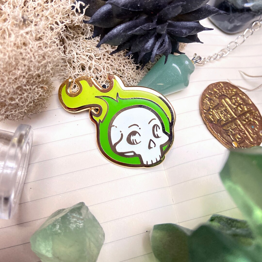 Flame Skull | Firey Glow-in-the-dark Enamel Pin - Etsy