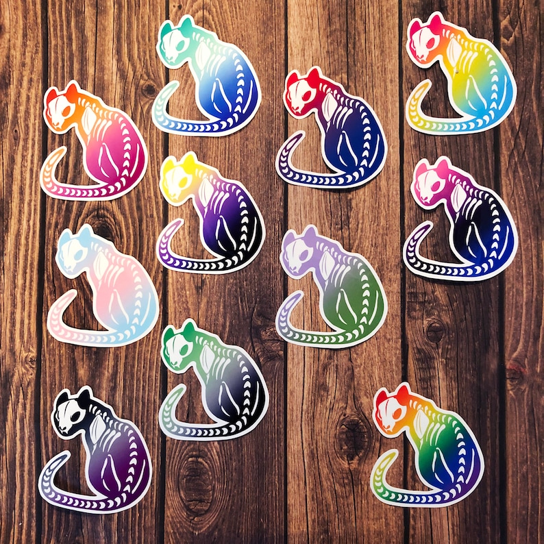 Cat Bones LGBTQ Pride Flag Cats Stickers - Etsy