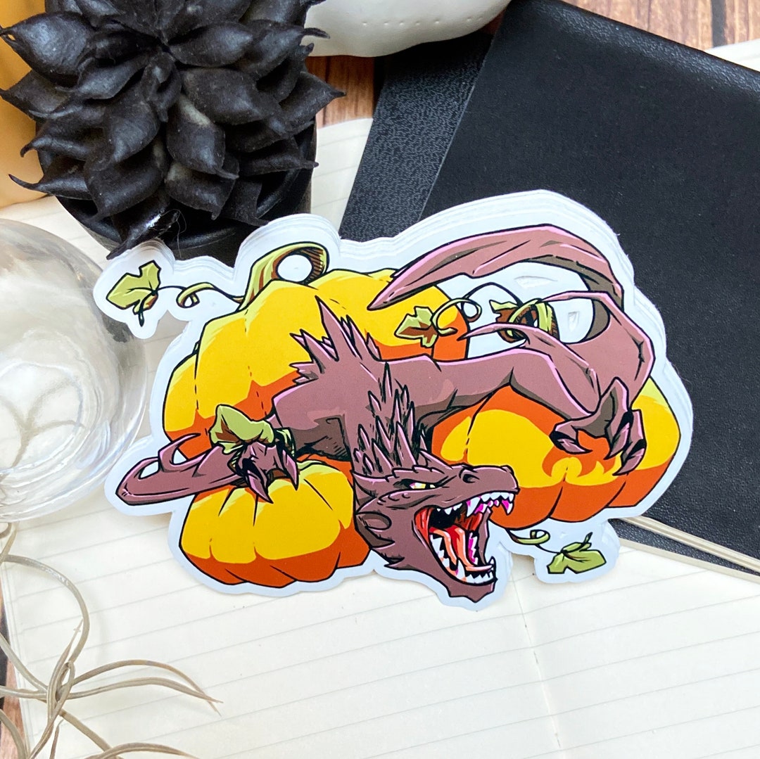 Pumpkin Hoard | Halloween Dragon | SQ Comic Sticker - Etsy