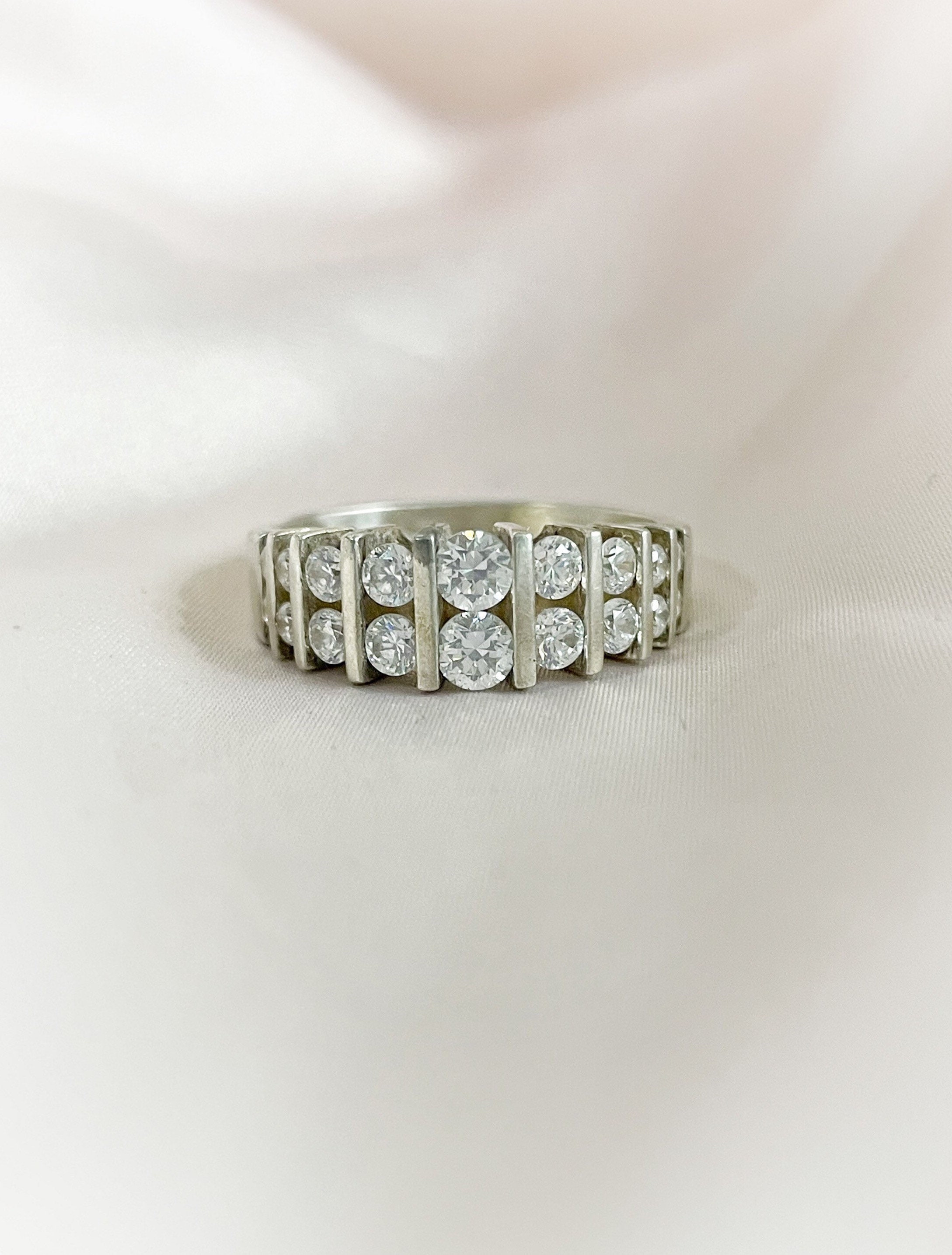 Sterling Silver Cubic Zirconia Ring, Ring Size 9 - Etsy