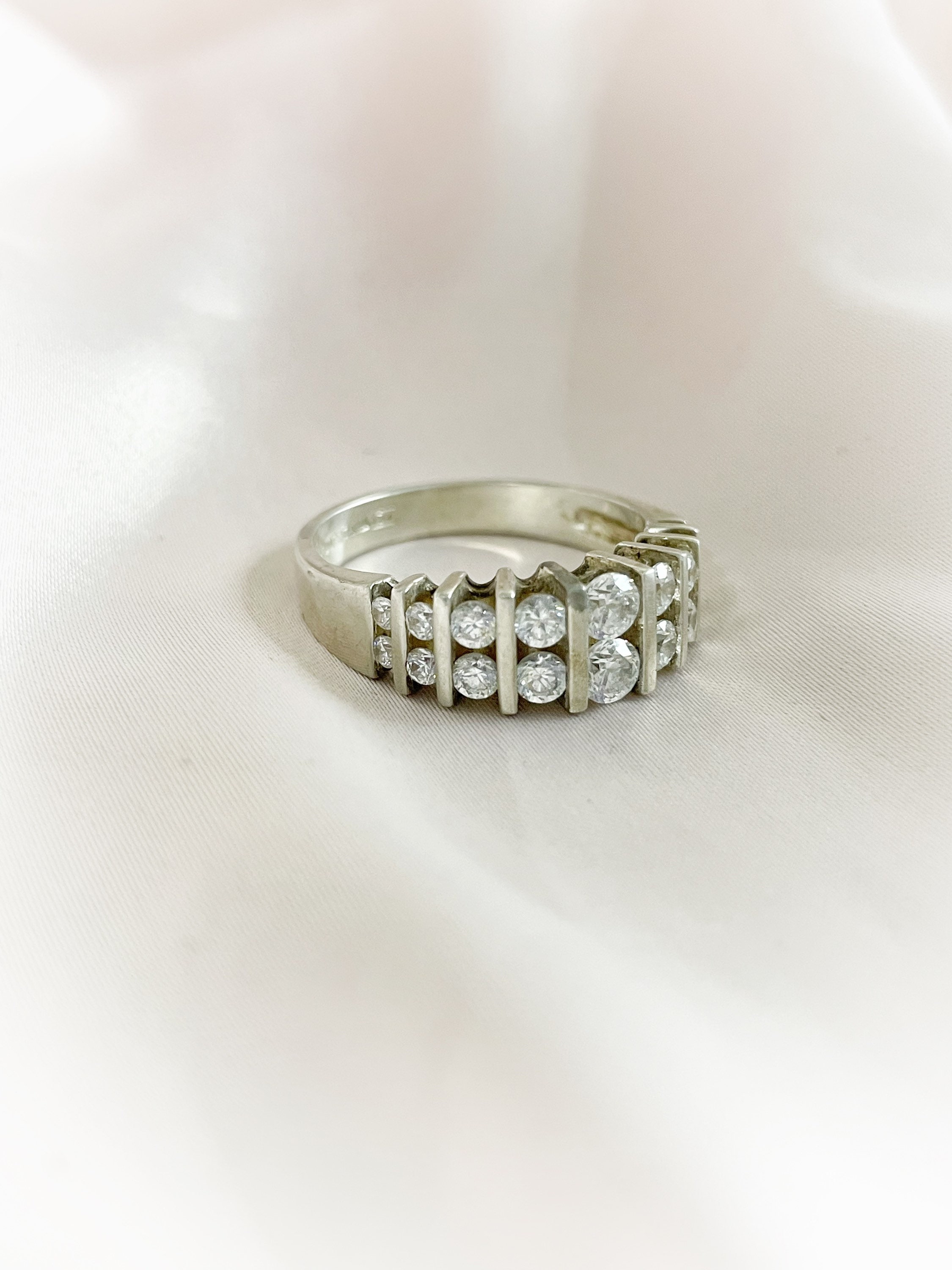 Sterling Silver Cubic Zirconia Ring, Ring Size 9 - Etsy
