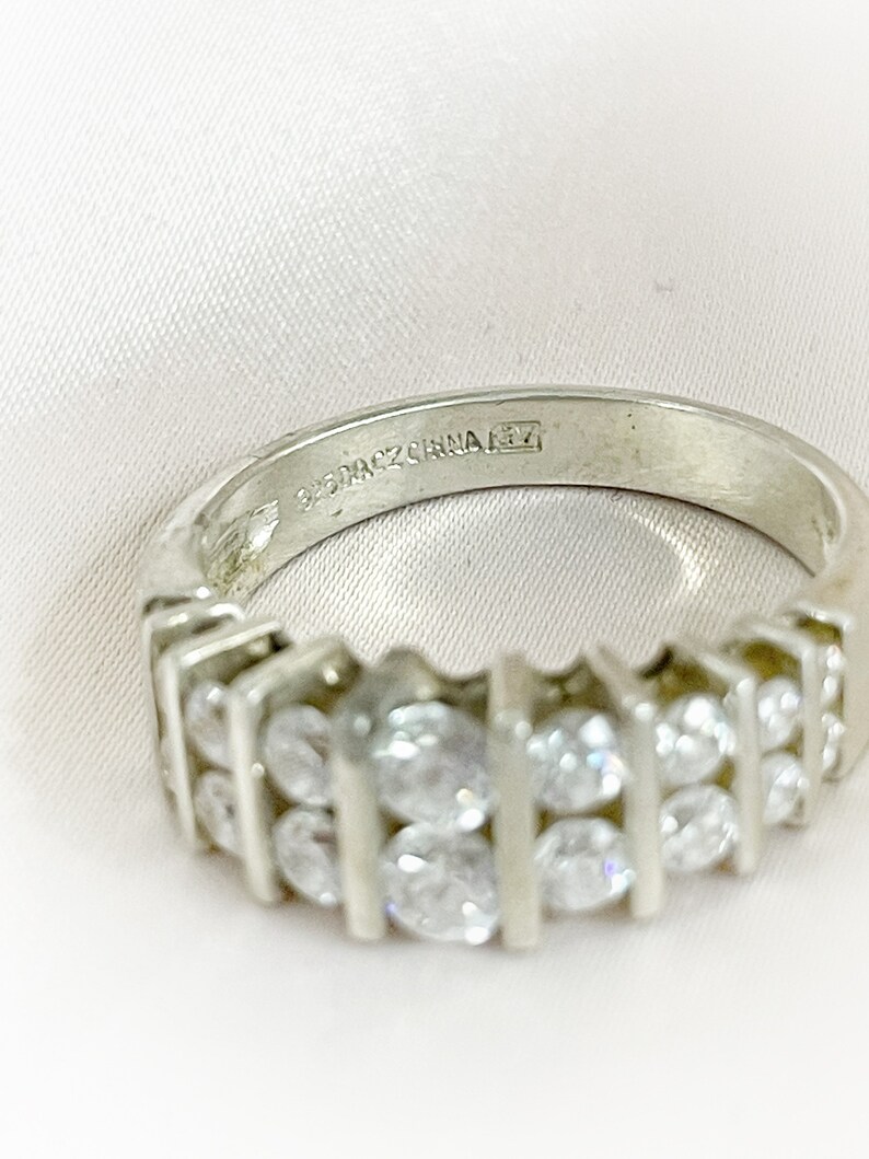 Sterling Silver Cubic Zirconia Ring, Ring Size 9 - Etsy