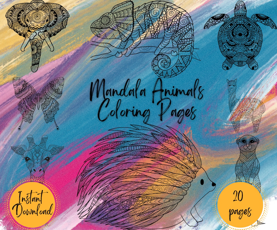 Mandala Animals Adult Coloring Book - 20 Pages Instant Download for ...