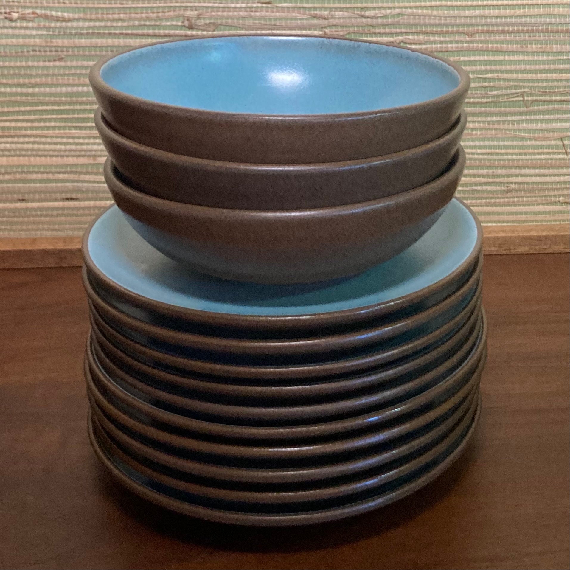 Vintage Heath Coupe Dinnerware: Turquoise/nutmeg Glaze, Minimalist ...