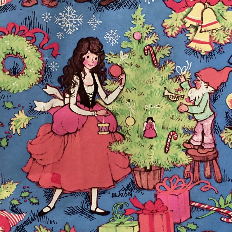 Vintage Swedish Christmas Tomte Elves Gnomes Gift Wrap Crafting Paper ...