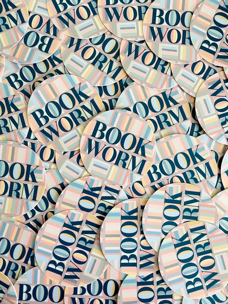 Bookworm Bookshelf Sticker - Etsy