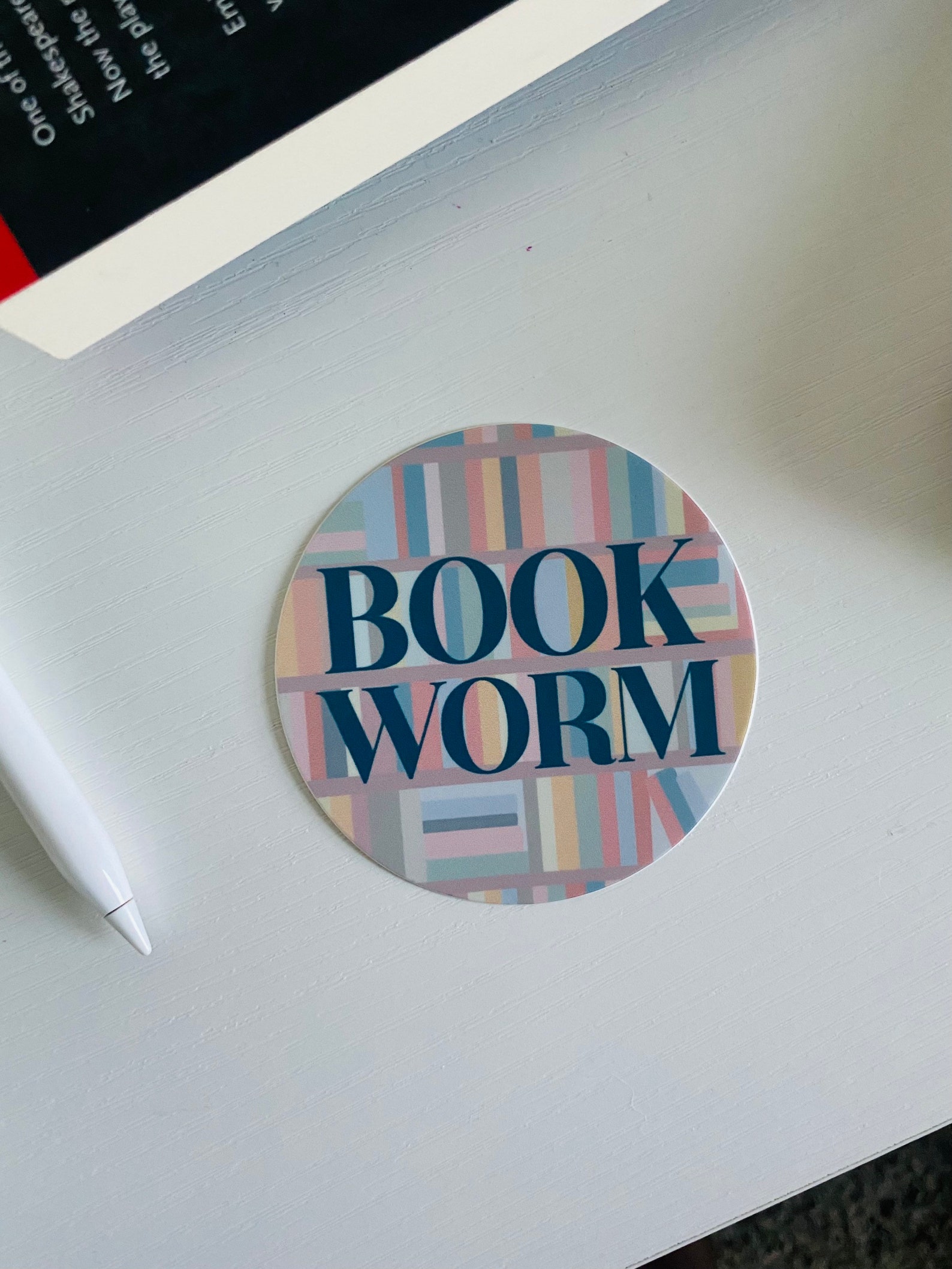 Bookworm Bookshelf Sticker - Etsy