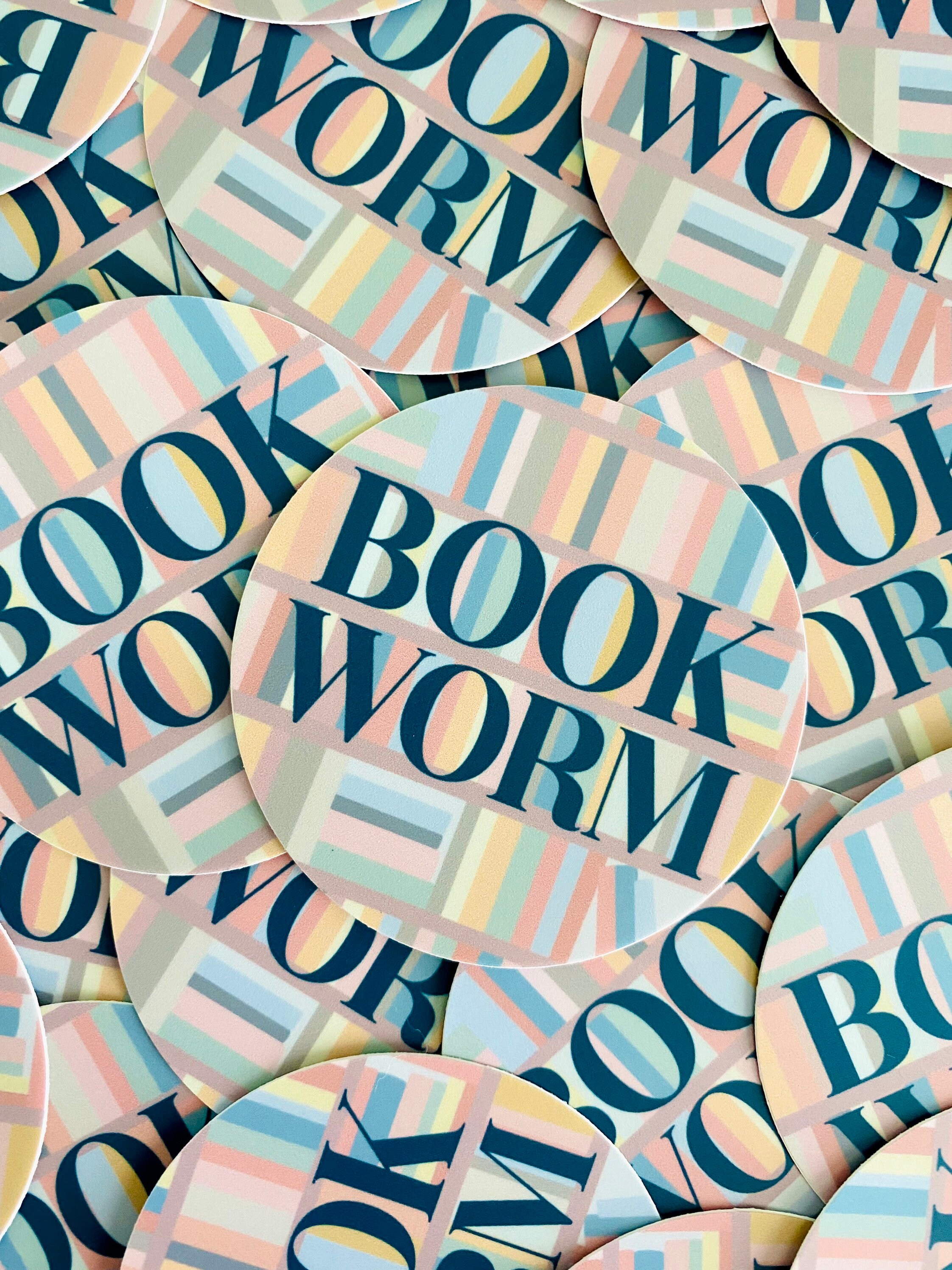 Bookworm Bookshelf Sticker - Etsy