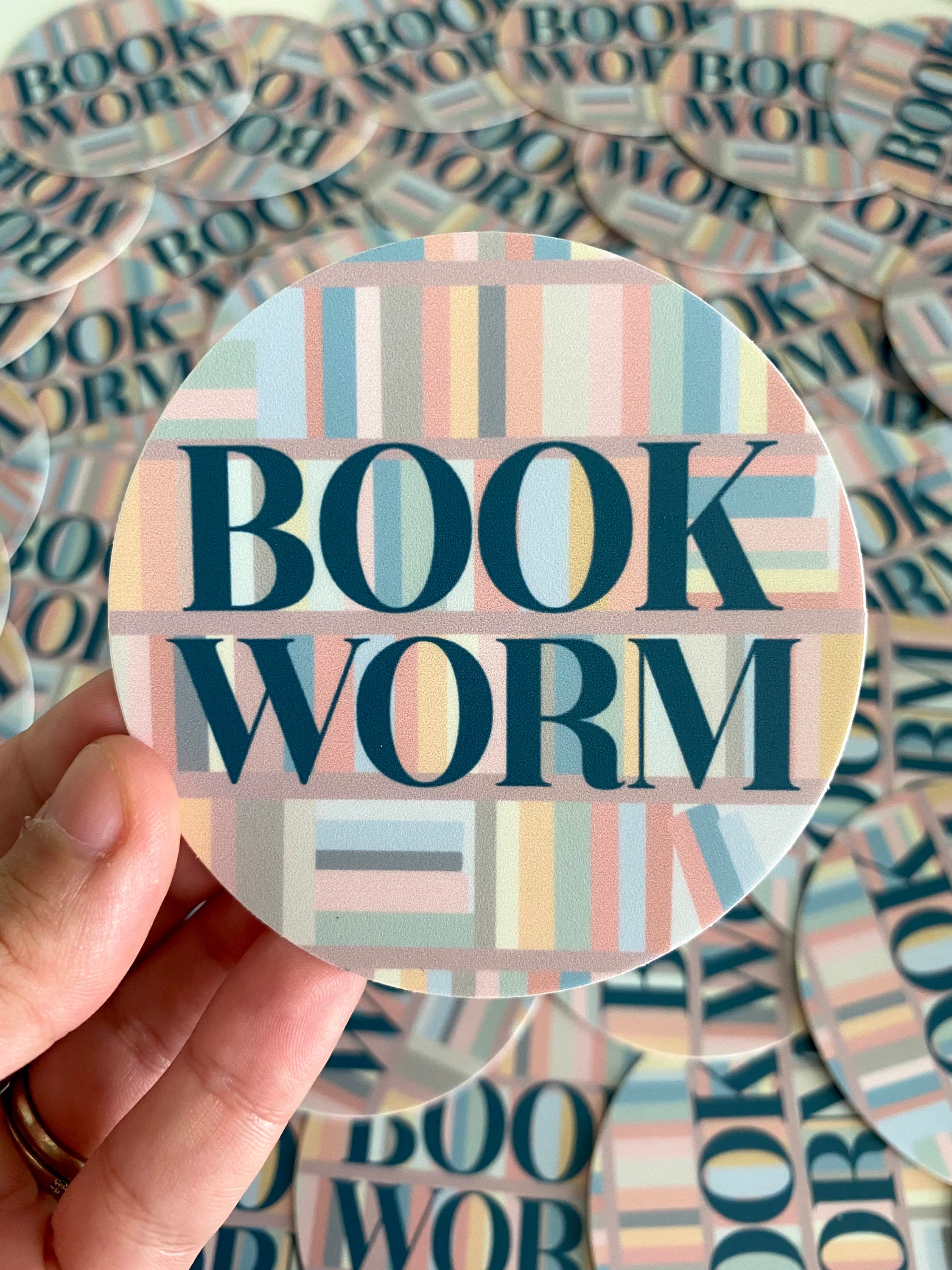 Bookworm Bookshelf Sticker - Etsy