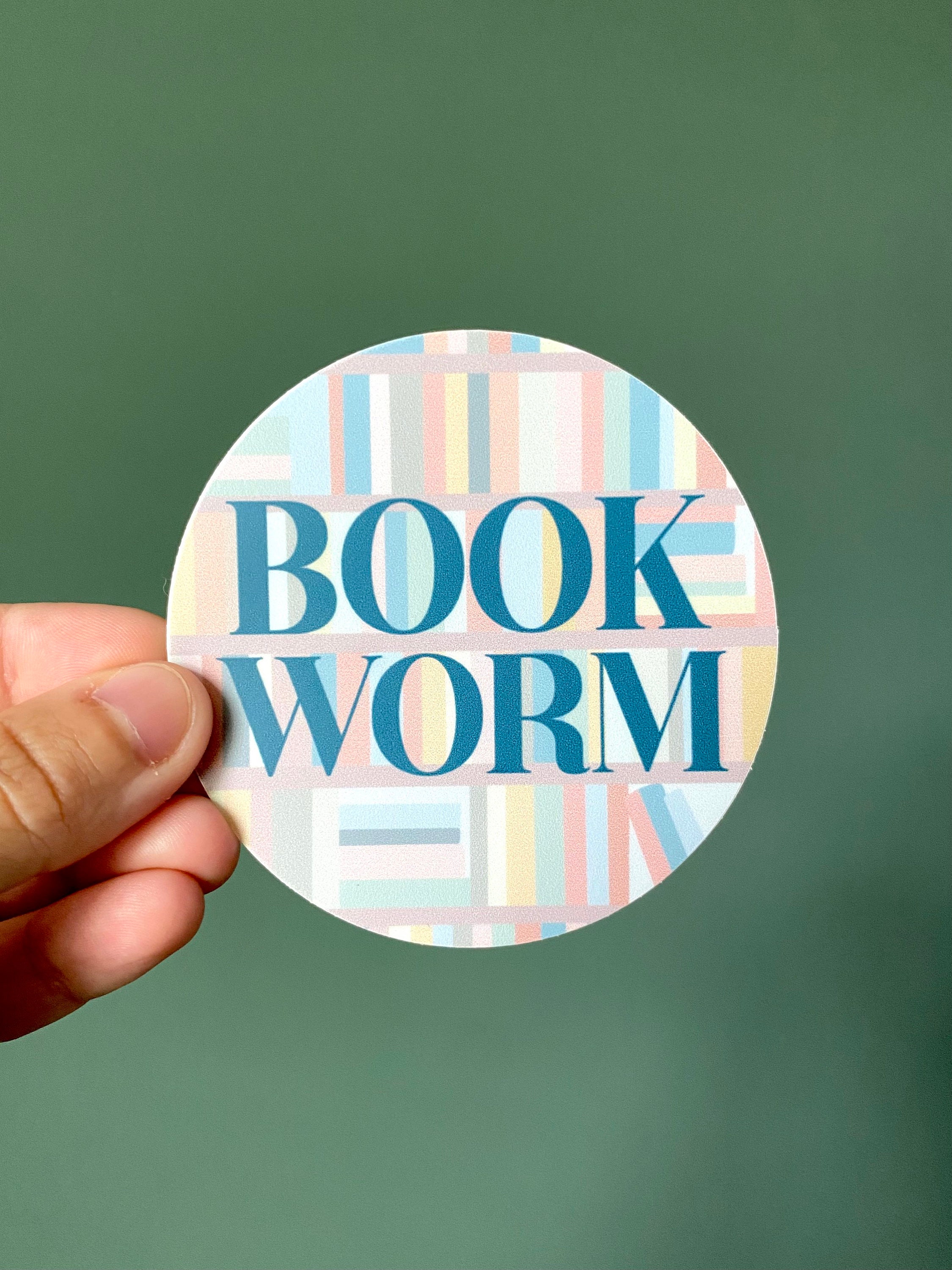 Bookworm Bookshelf Sticker - Etsy