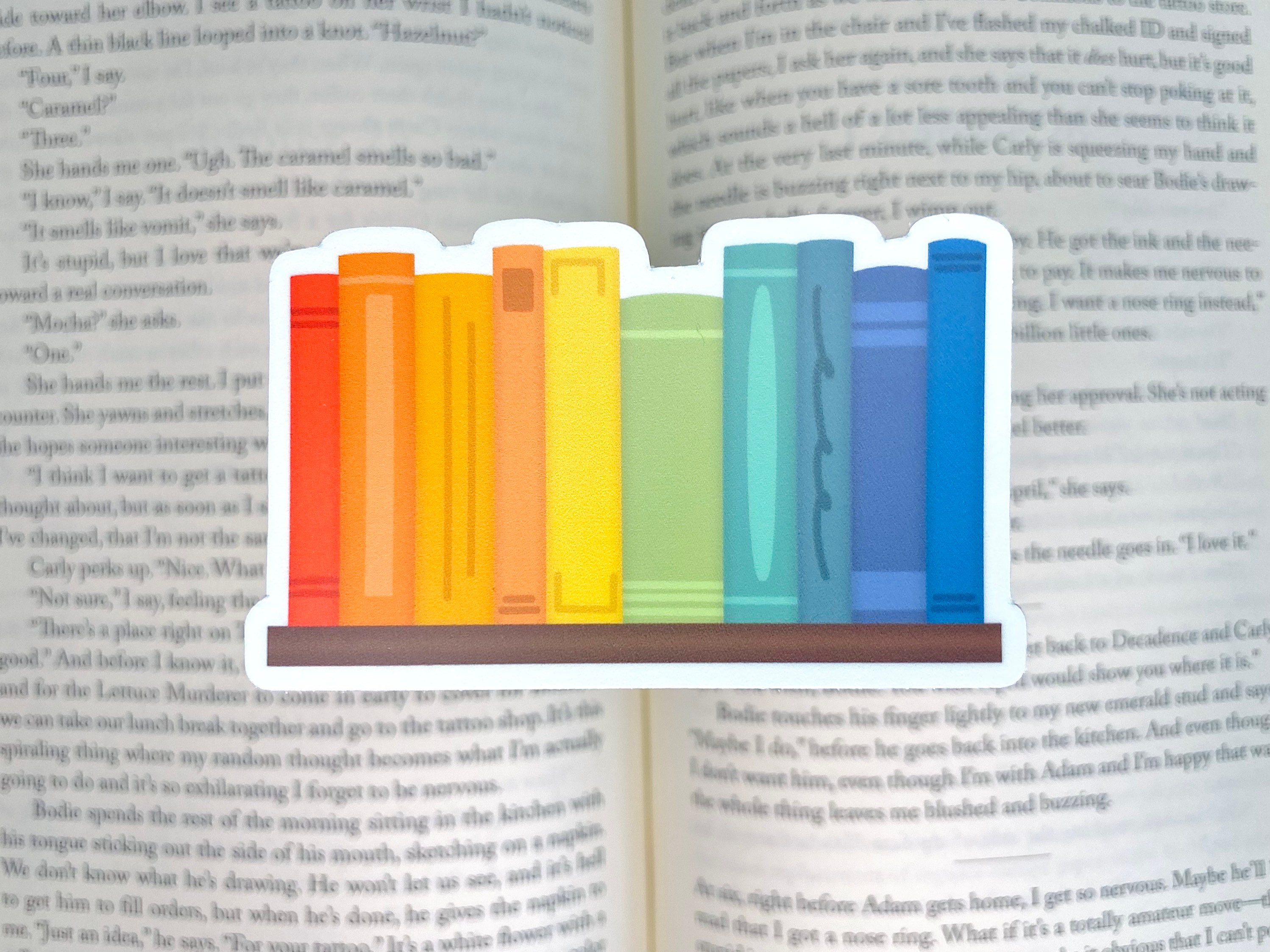 Rainbow Book Shelf Sticker - Etsy
