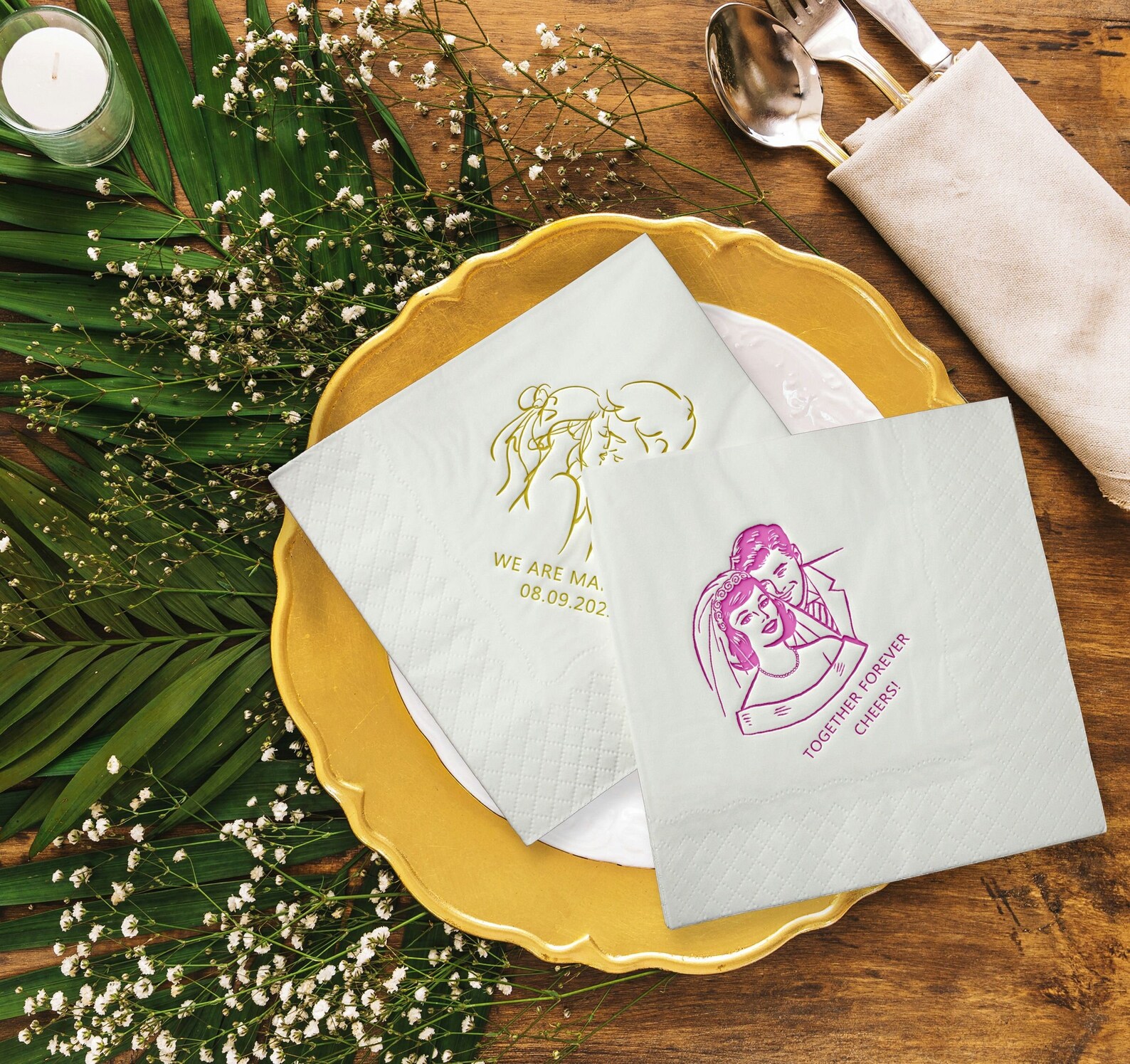 Custom Portrait Cocktail Napkins, Personalized Wedding Napkins, Custom ...