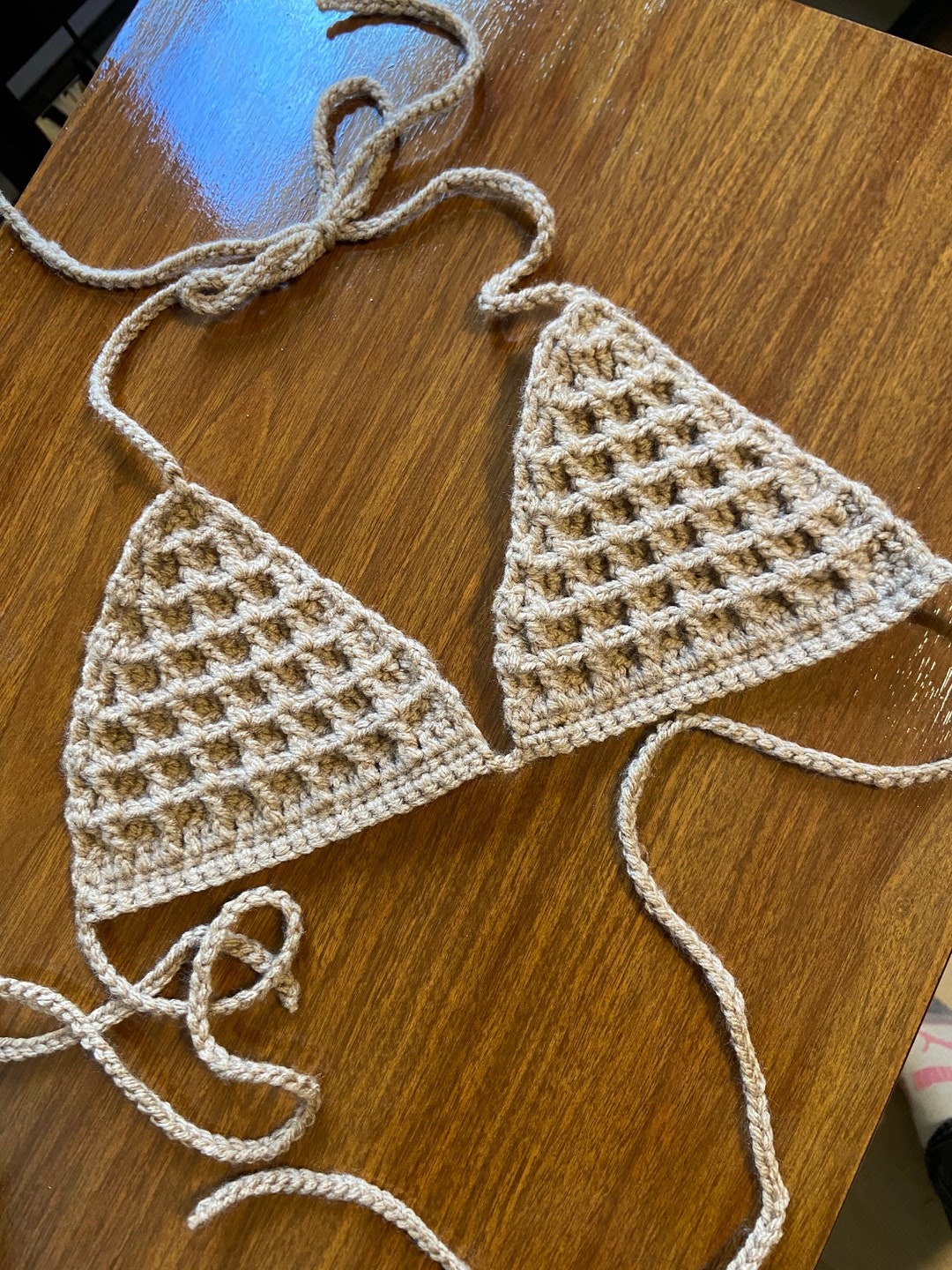 Adorable Waffle Pattern Crochet Bikini Top - Etsy