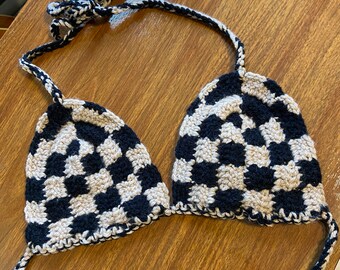 Crochet Checkered Bikini Top - Etsy