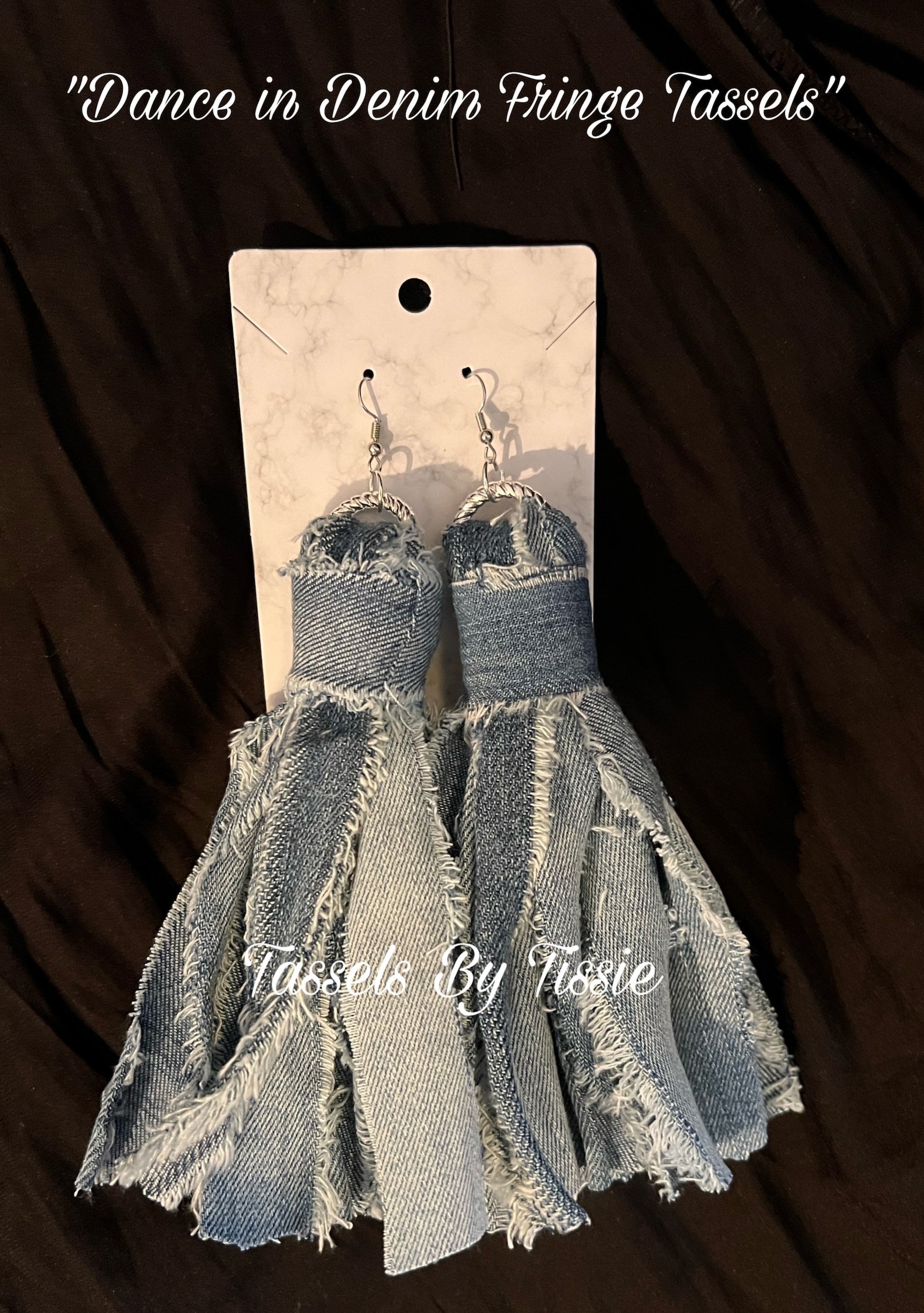 Denim Fringe Tassels & Hoops(color or Texture of Denim Color May ...