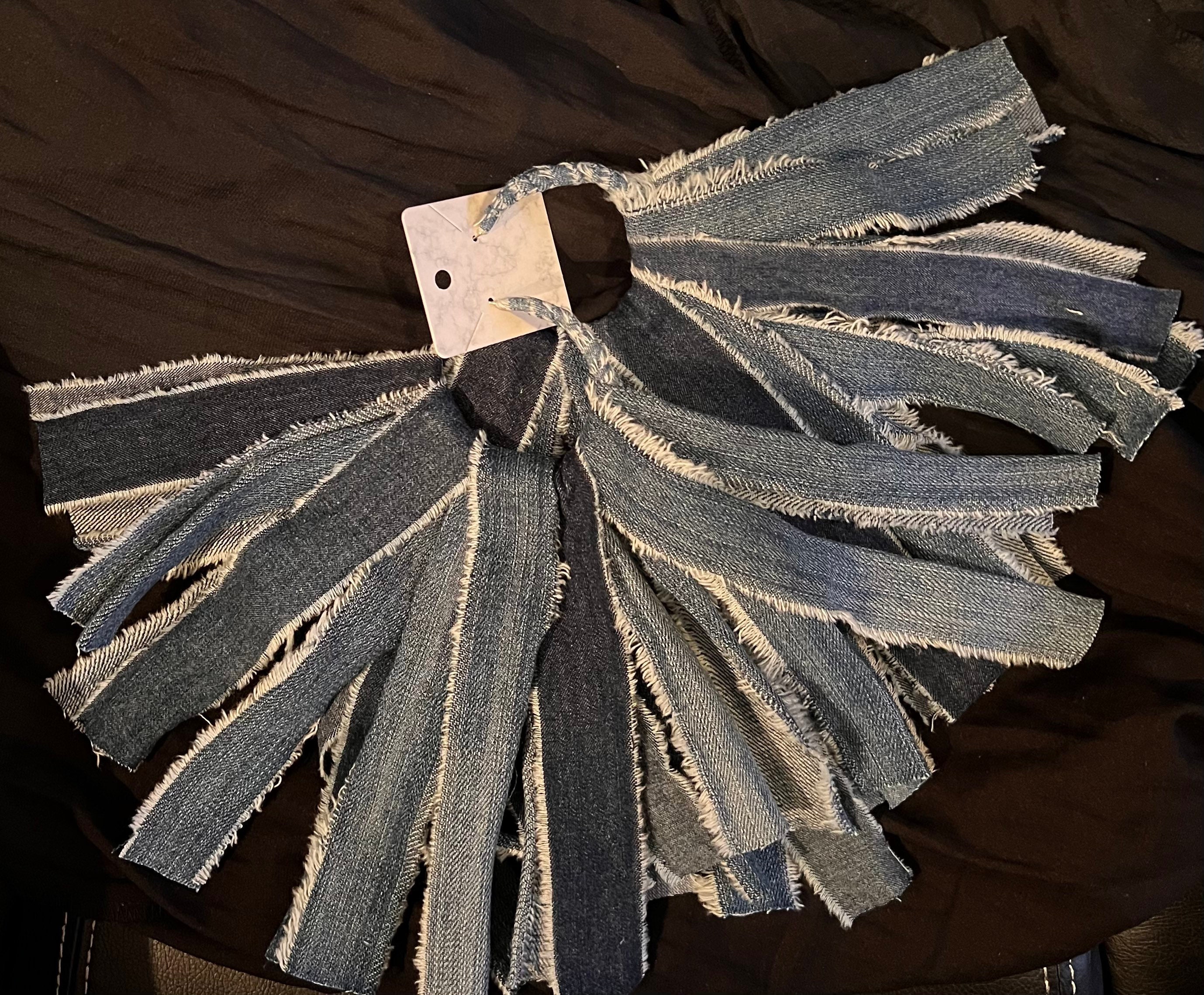 Denim Fringe Tassels & Hoops(color or Texture of Denim Color May ...