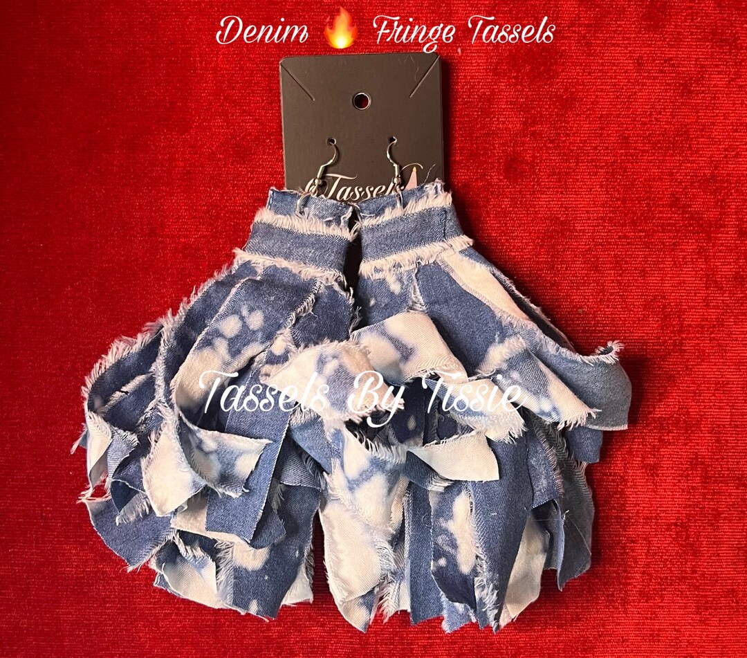 Denim Fire Fringe Tassels - Etsy