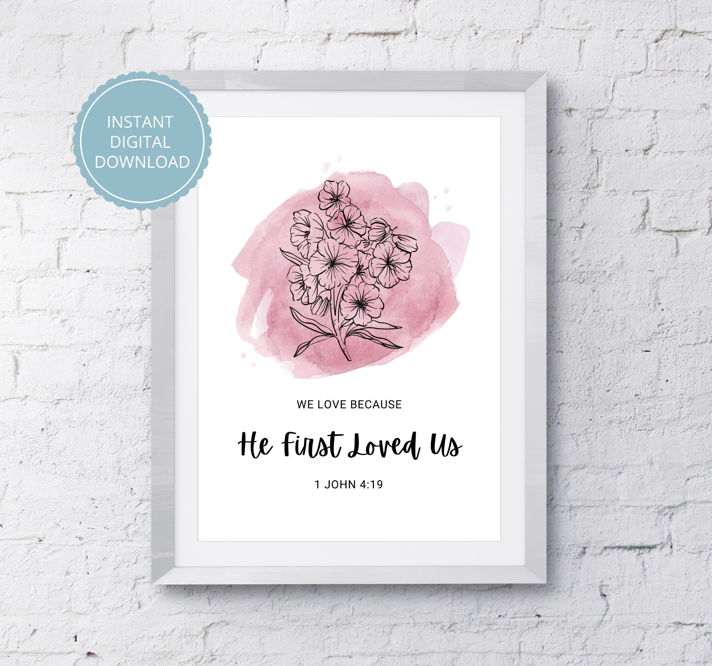 Bible Verse About Love Watercolor Flower Art Set of 4 Prints Printable ...