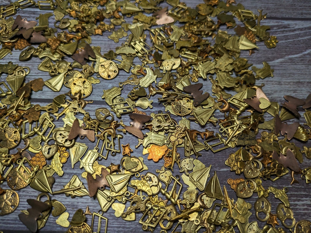 5 Oz Vintage Brass Findings / Assorted Brass Stampings / Made in Rhode ...