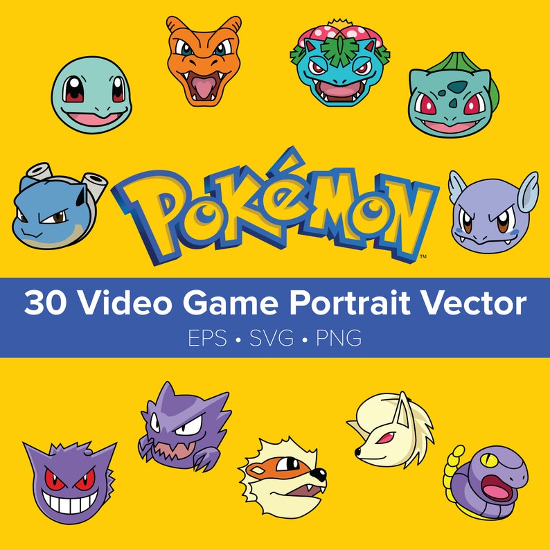 Vector Pokemon Game Portraits/avatars SVG, EPS, PNG - Etsy