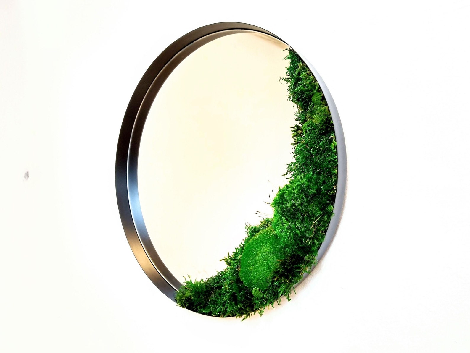 Moss Mirror Wall Art Round Moss Wall Art Moss Mirror With - Etsy