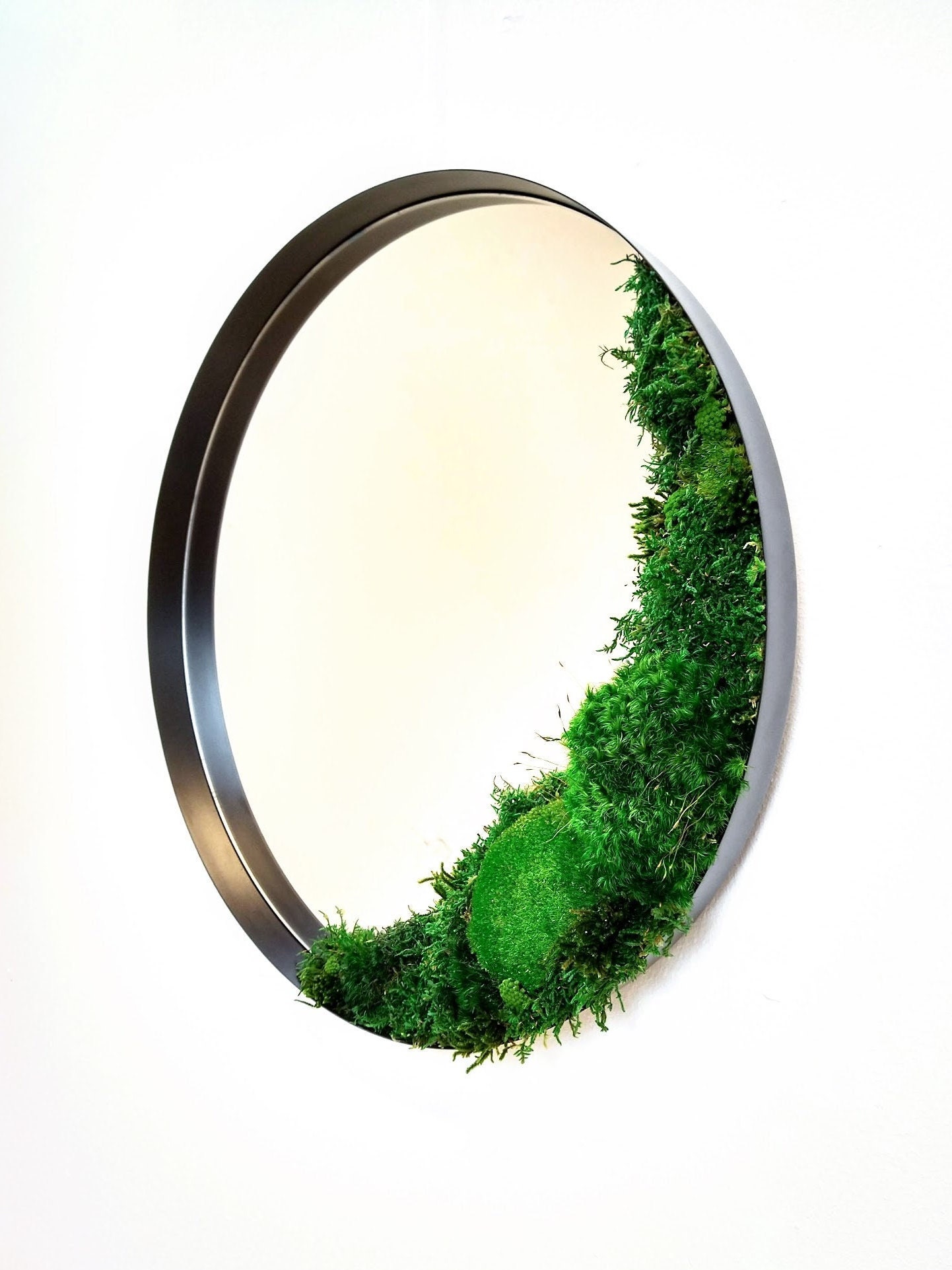 Moss Mirror Wall Art Round Moss Wall Art Moss Mirror With - Etsy