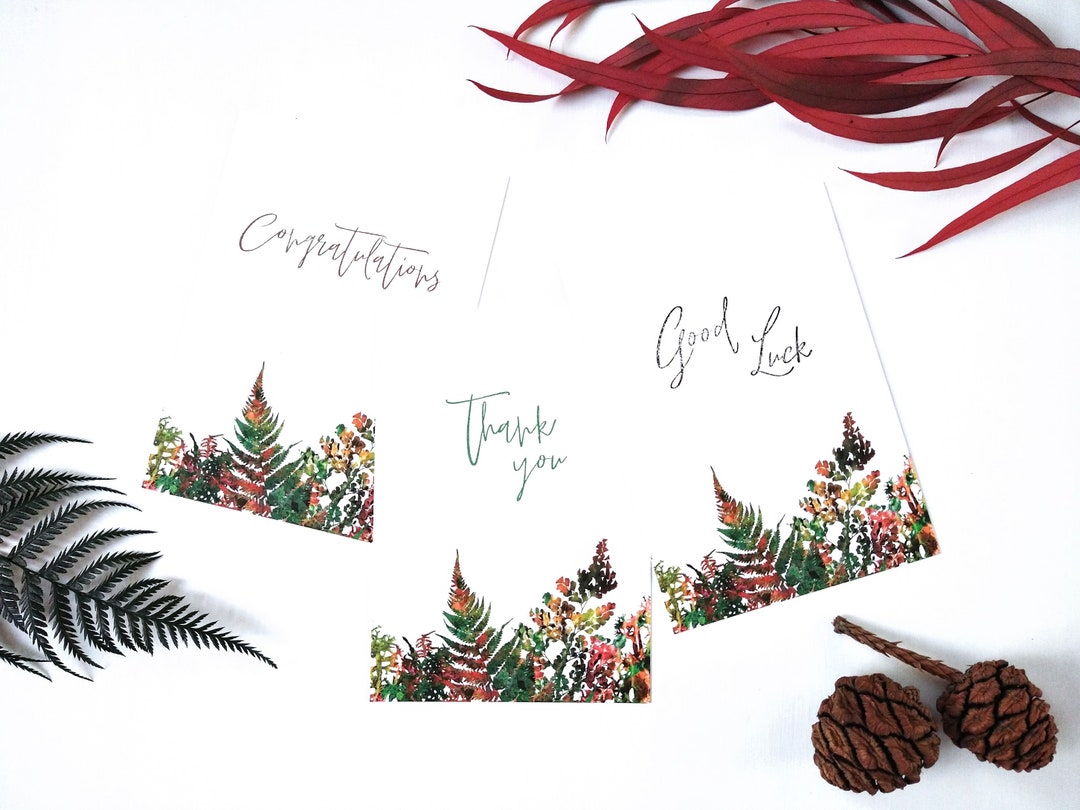 Greeting Card With Moss and Leaf Illustrations | Multiple Greetings ...