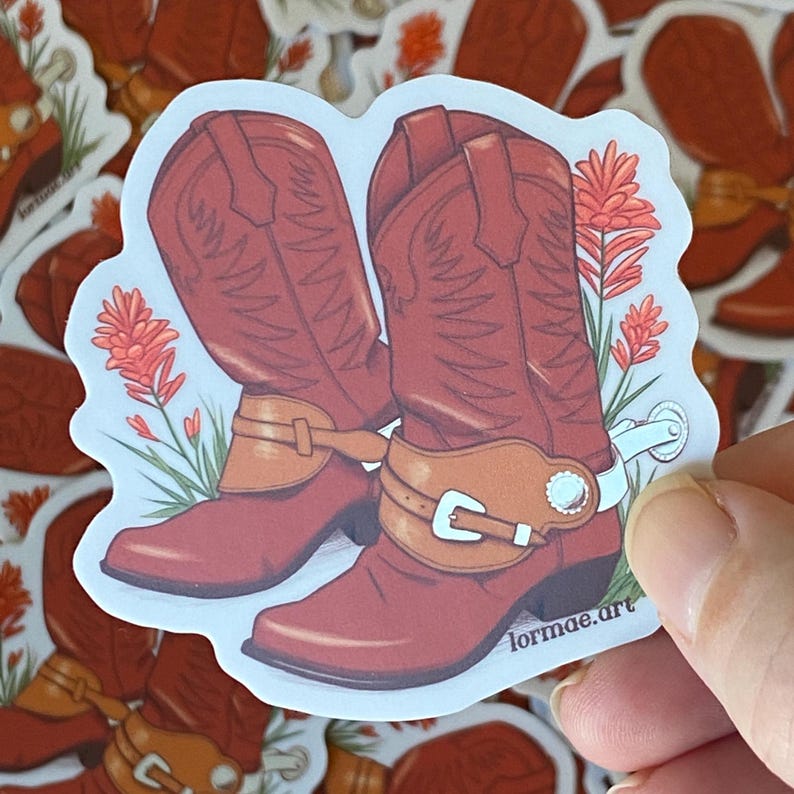 Cowboy Boots Vinyl Sticker - Etsy