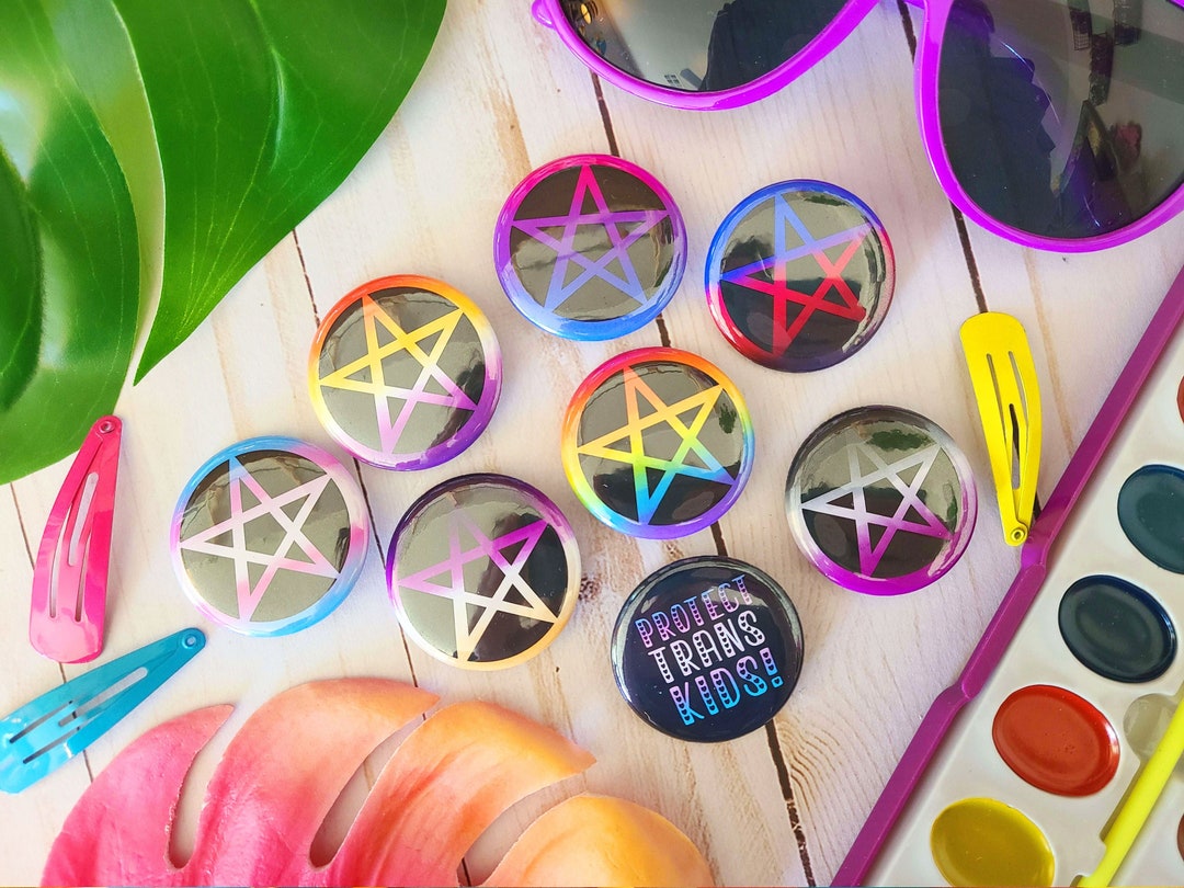 Pride Pentacles - 1.5in Metal Buttons - LGBTQ Pride - Lesbian - Rainbow ...