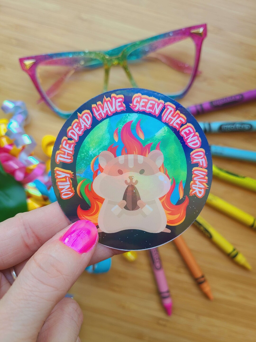 Galaxy Hamster Holographic Sticker | Only the Dead Have Seen the End of ...