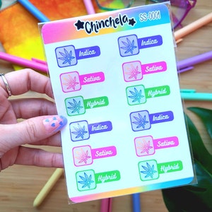 Indica Sativa Hybrid Weed Jar Stash Labels | 4" X 6" Matte Sticker ...