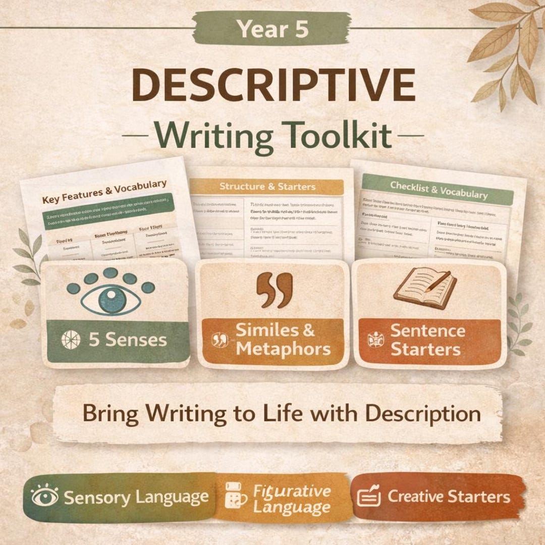 Year 5 Descriptive Writing Toolkit | Sensory Language, Figurative ...