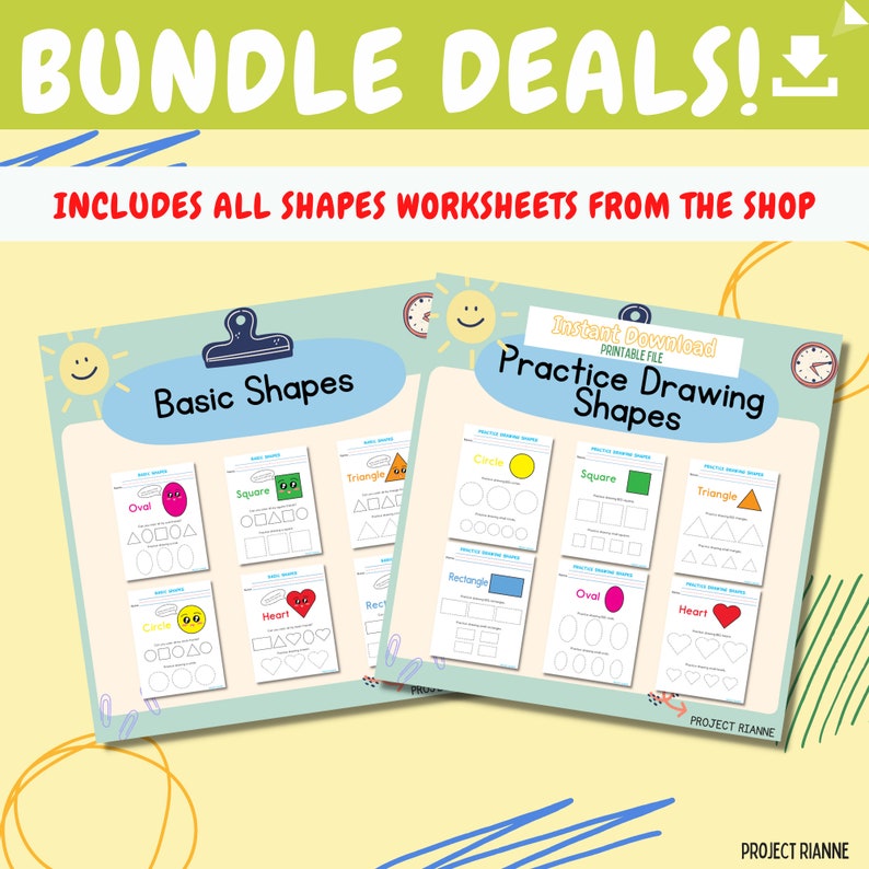 Shape Worksheets BUNDLE Get ALL Shape Worksheets From the Shop - Etsy