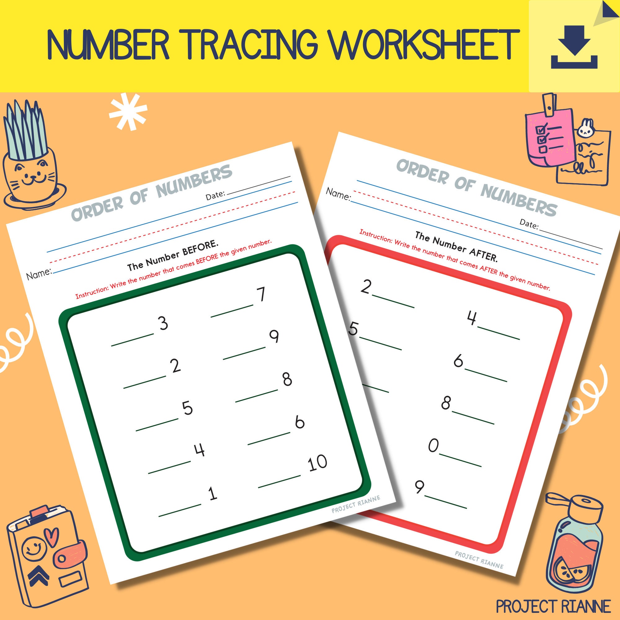 Number Order Worksheet Order Arrange Math Printable Worksheet Pre ...