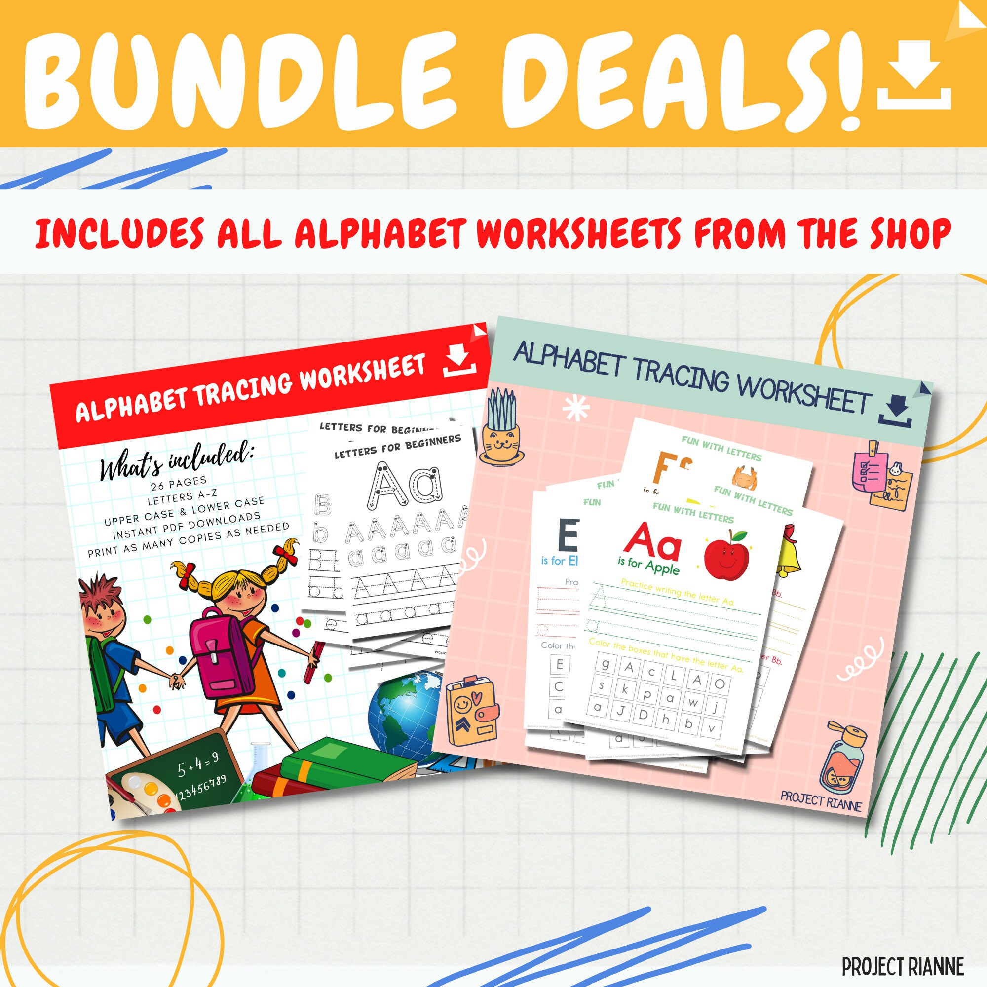 Alphabet Worksheet BUNDLE Get ALL Alphabet Worksheet From the Shop - Etsy