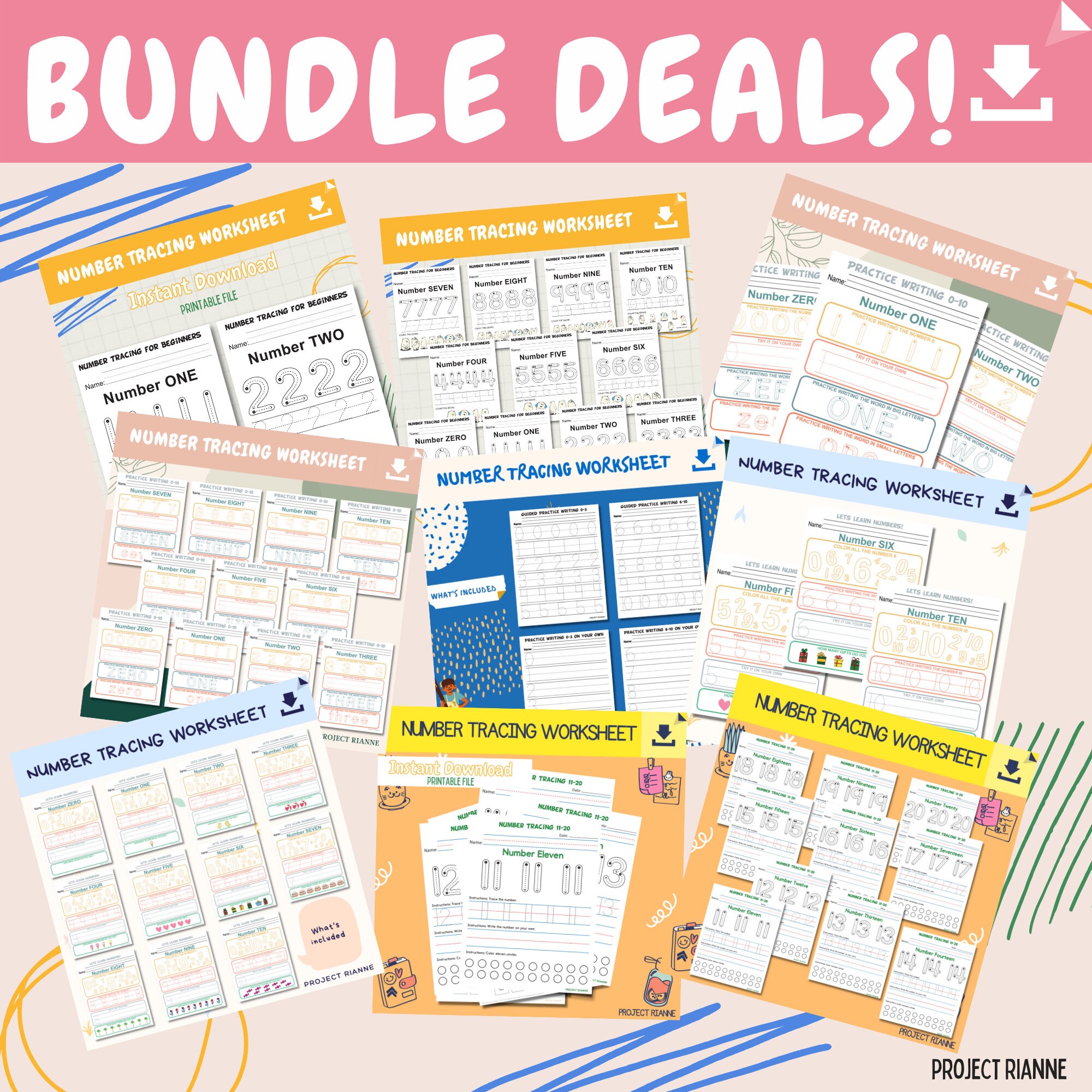 Number Worksheets BUNDLE! | Get ALL Number Worksheets From the Shop! - Etsy
