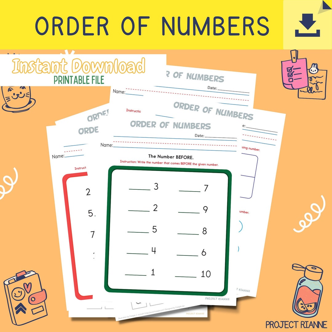 Number Order Worksheet Order Arrange Math Printable Worksheet Pre ...