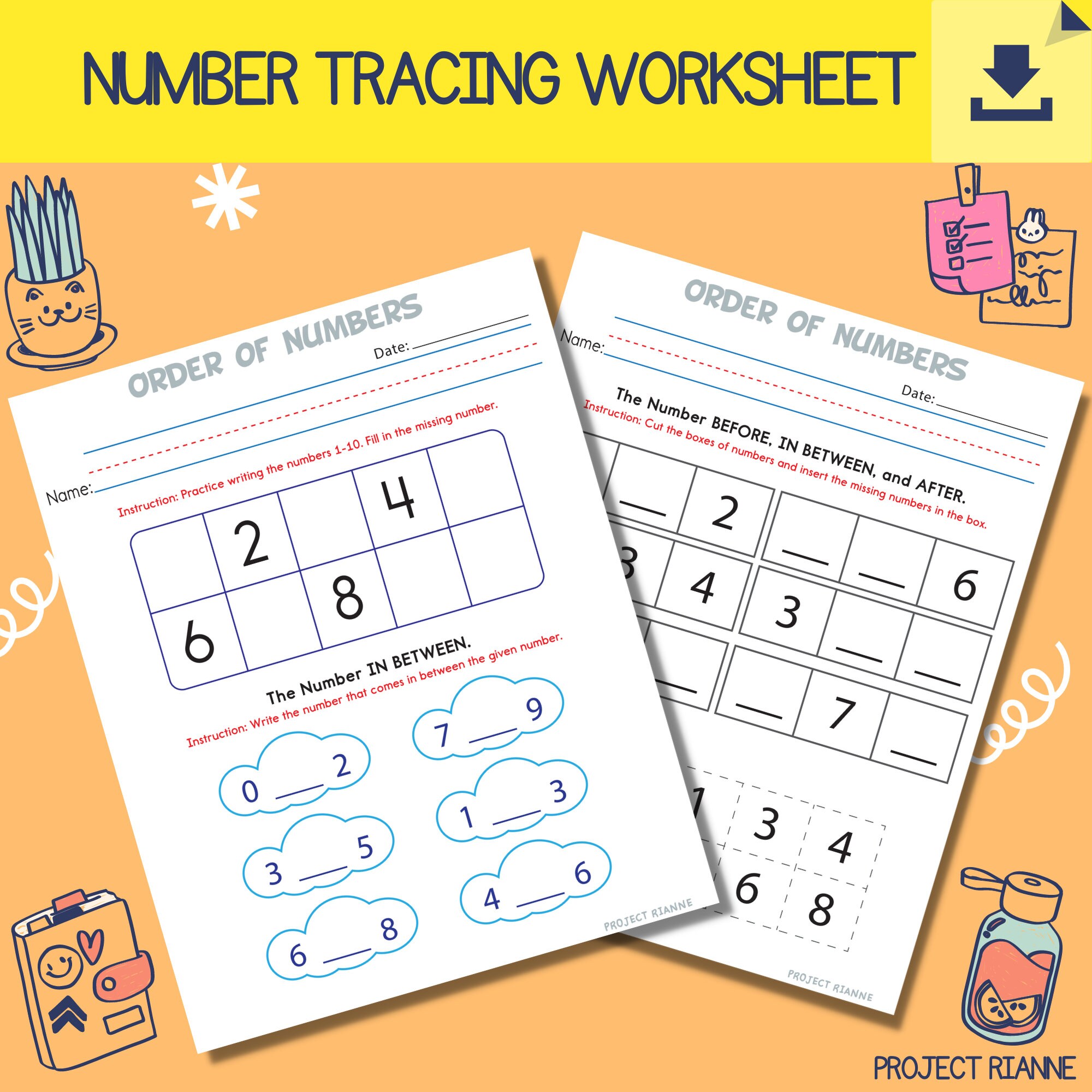 Number Order Worksheet Order Arrange Math Printable Worksheet Pre ...