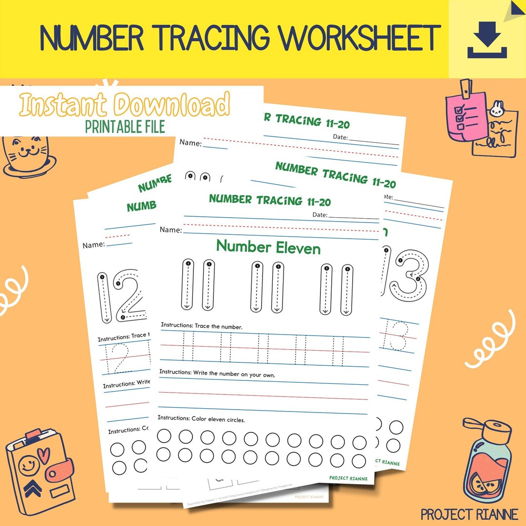 Number Tracing 11-20 | Number Tracing | Number Practice | Counting ...