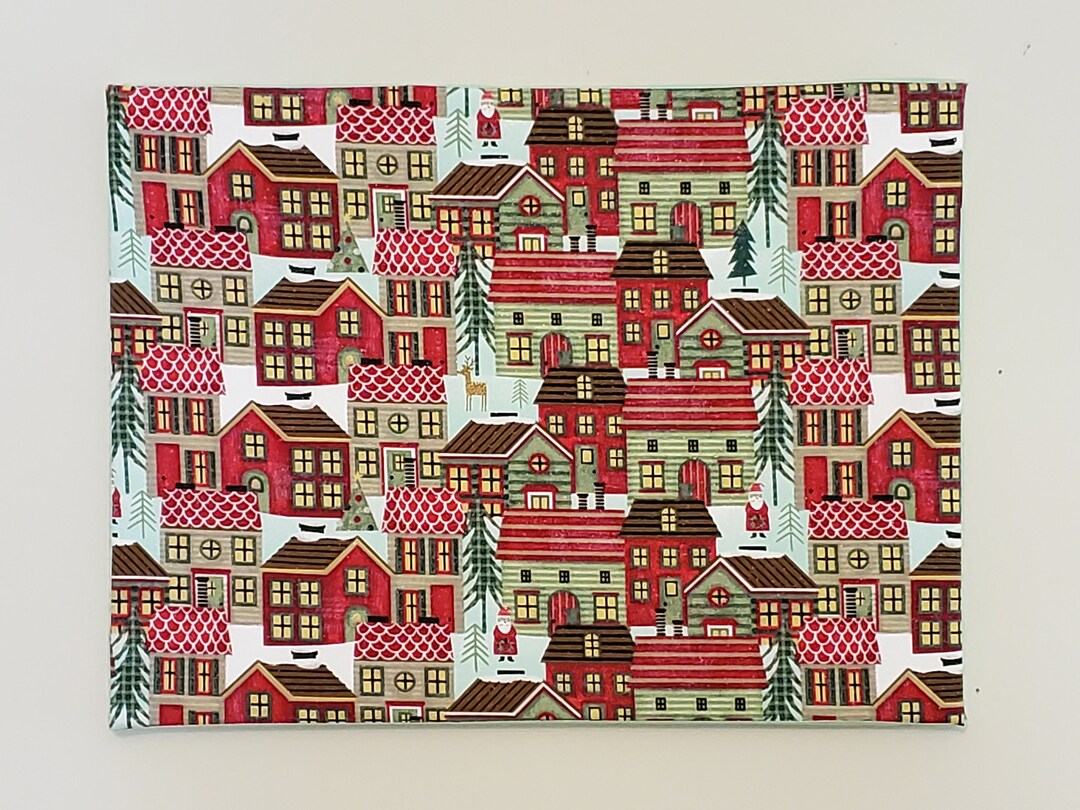 Christmas Winter Village Wall Art Decor Vintage Style Fabric - Etsy